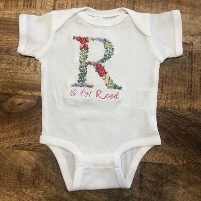 Machine Embroidery LETTER R Uppercase 15cm/6tall Dainty Floral Font 8x8 ...