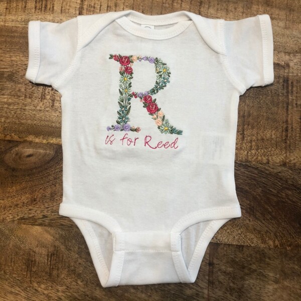 Machine Embroidery LETTER R Uppercase 15cm/6"tall Dainty Floral Font ...