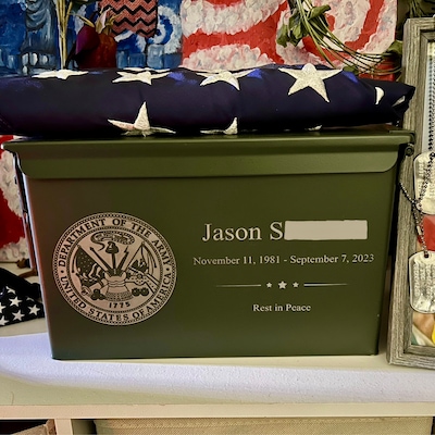 U.S. Military Veteran Cremation Urn Ammo Can Patriotic Urn for Adult ...