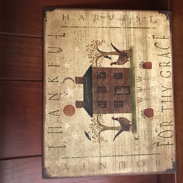 Handmade Primitive Folk Art Thanksgiving Thankful for Thy Grace ...