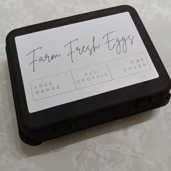 Egg Carton LABELS large, 4x6 vintage Themed With Full Dozen BLACK Egg ...