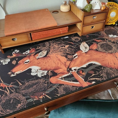 Cabin Nights Desk Mat Giant Mouse Pad Original Artwork Stitched Edge ...