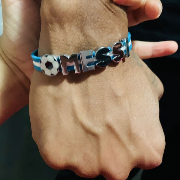 Custom Sports Bracelet Wristband With Number, Soccer Leather Bracelet ...