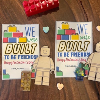 Built to Be Friends Valentine's Day Printable, Building Brick Valentine ...