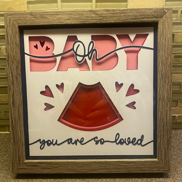 Baby Ultrasound Shadow Box SVG: Pregnancy Announcement Decor (digital ...