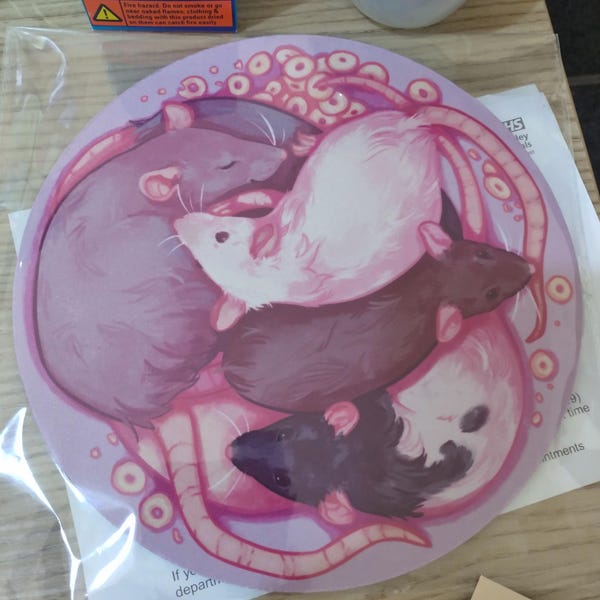 Mouse Pad - Rat Cuddle Puddle - Computer Mat - Desktop Mousepad - Desk ...