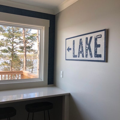 Large Lake Arrow Sign, Choose Your Size, Rustic Lake Decor, Lake House ...