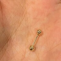 14K Solid Gold Ball 2,3,4,5,6mm Lightweight Piercing 21G, 4,6,8mm Post ...