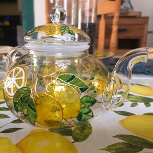 Lemon Glass Teapot Hand Painted Personalised Tea Pot With - Etsy