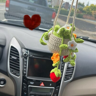 Cute Car Mirror Hanging Mini Rose Flower Interior Rear View - Etsy