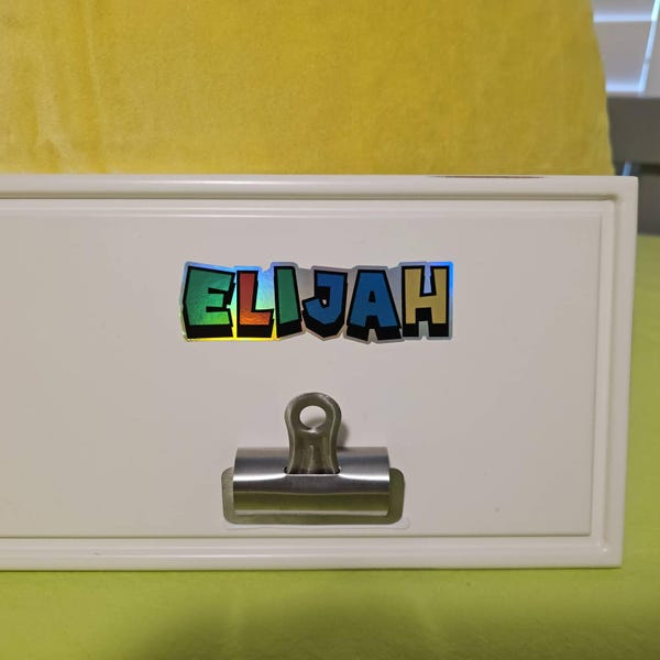 Custom Name Pastel Rainbow Outlined Sticker, Kids Name Sticker ...