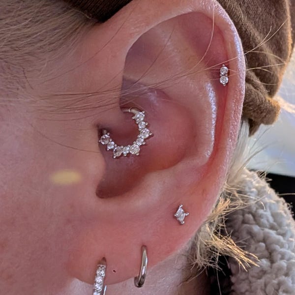 Garden Green Opal Inlay Rook Hoop Earring Helix Hoop Rook Earring Helix ...