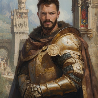 Custom Knight Portrait Painting From Photo, Crusader Knight, Historical ...