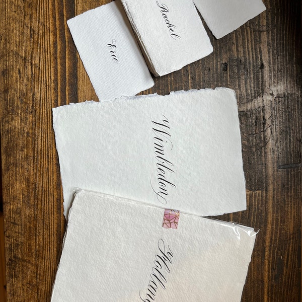 Ivory Place Cards With Silky Ribbon, White Wedding Name Cards ...