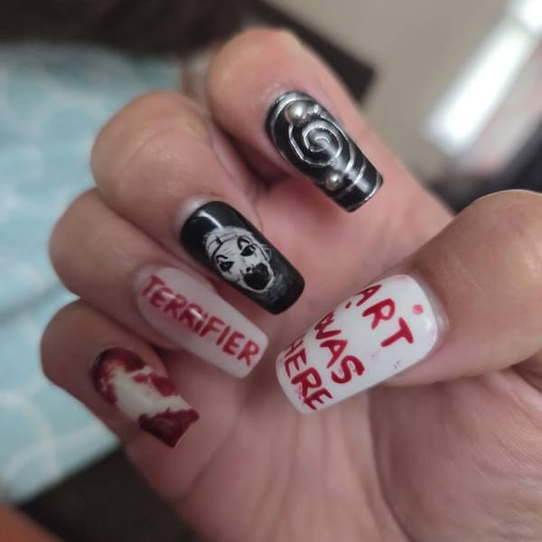 Terrifier Horror Press on Nails: Bloody Clown Art, Long Stiletto False ...