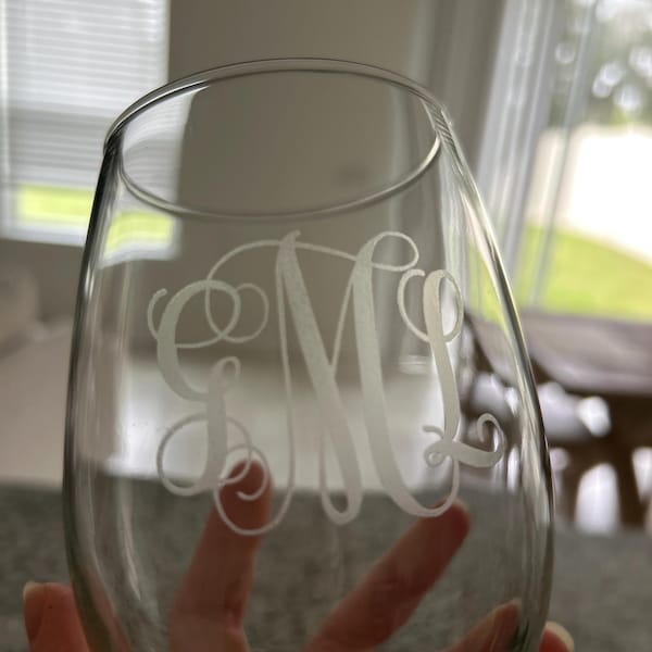 Etched Monogram Glass. Monogrammed Cocktail Custom Whiskey Glass ...