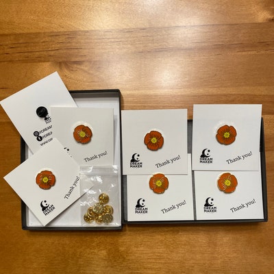 Orange Poppy Enamel Pin Poppy Badge Flower Pin Flower - Etsy