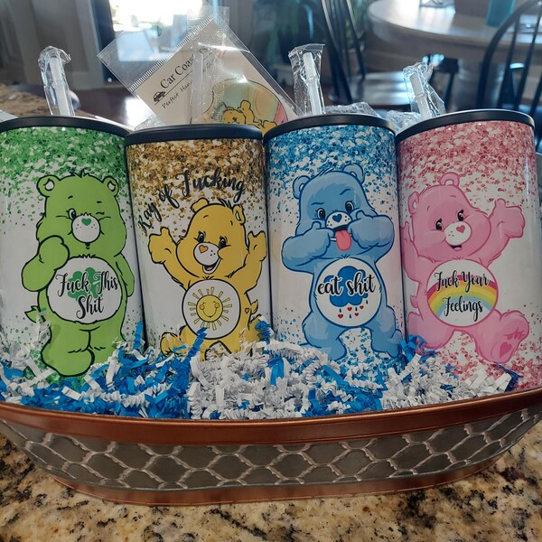 20oz. Tumbler, Middle Finger Bear With Straw and Lid, Hot or Cold ...