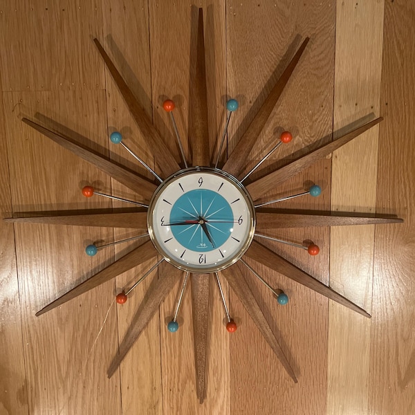 Colour Etched Trianguloid Lucite Formica Caravan Wall Clock From Royale ...