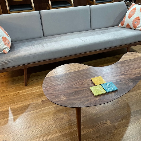 Kidney Bean Coffee Table - Medium Size, Walnut Hardwood - Etsy