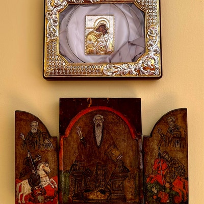 The Annunciation of Tinos Greek Orthodox Silver Icon 23x18cm gold ...