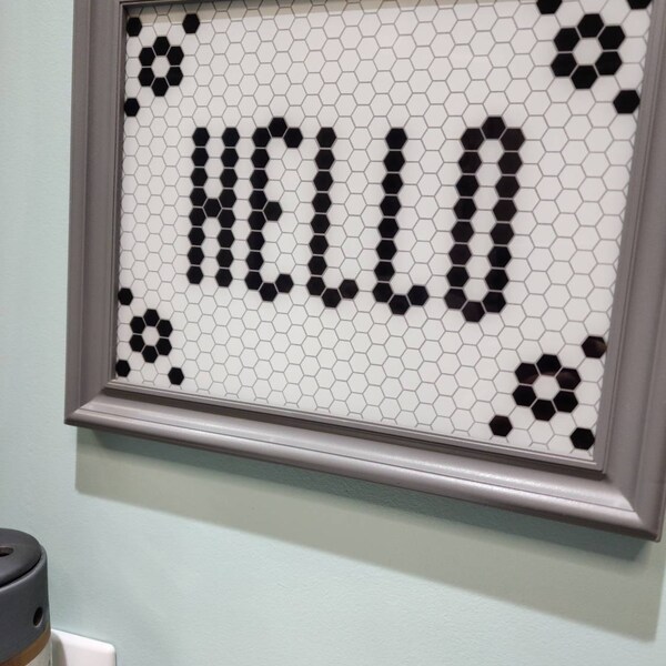 Bistro Tile Pattern Penny Tile Wall Art Hexagon Tile Typography tile ...