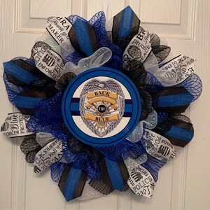 Back the Blue Badge Shield Round Sign Wreath Enhancement - Etsy