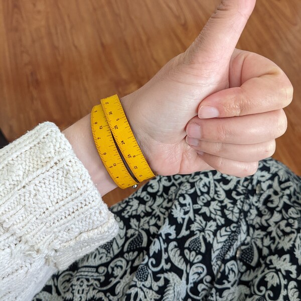 Yellow Leather Wrist Ruler Bracelet: Sewing, Knitting, Crochet Notion ...