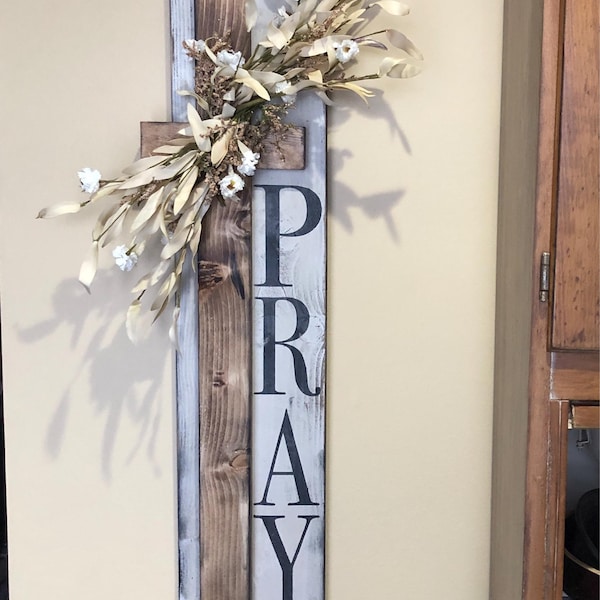 Hand Painted 'just Pray' Wood Sign - Farmhouse Religious Decor - Etsy