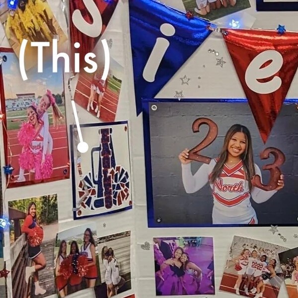 Cheer Glitter Stickers Cheerleader High School Team Name Megaphone Pom ...