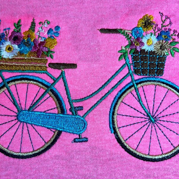 Bike With Flowers Embroidery Design, 4 Sizes, Instant Download - Etsy