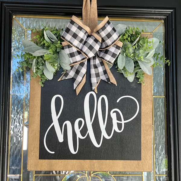 Front Door Decor | Hello | Front Door Sign | Door Sign | Door Hanger ...