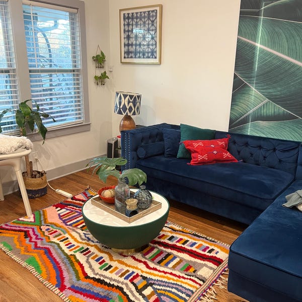 Soft GREEN WOOL Living Room ,berber Grid Pattern Rug ,stunning Moroccan ...
