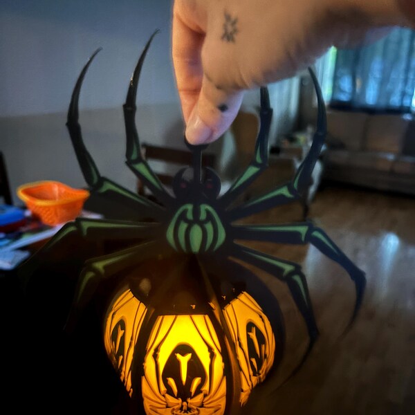 Spider Lantern PDF, SVG, Studio Template - DIY Spider Paper Cut ...
