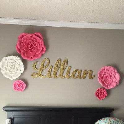 Wall Decor Wooden Name Wall Hanging Name Plaque Sign GLITTERED - Etsy