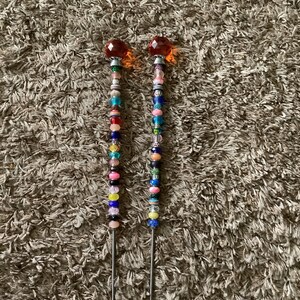 14 Inch Jeweled Garden Stake, Planter Stake, Round Prism Garden Stick ...