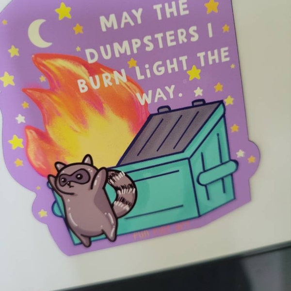 Raccoon Let the Dumpsters I Burn Light the Way Magnet Refrigerator Meme ...