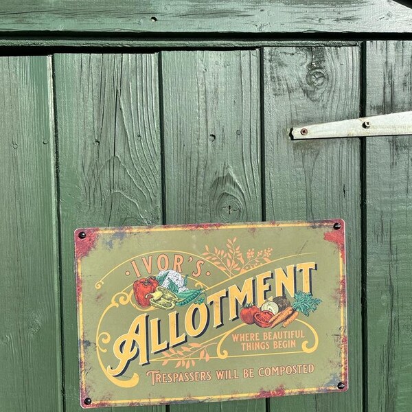 Personalised Allotment Sign Metal Garden Vegetable Patch Wall Door ...