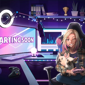 4x Animated Stream Screen for Twitch Lofi Game Room Neon Game Room ...