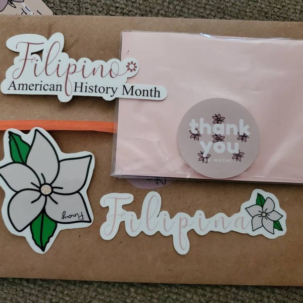 Filipina Sticker, Filipino Sticker, Filipina Sampaguita Flower Sticker ...
