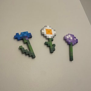 Wooden Block Minecraft Inspired Hand Painted Wall Art Tulip Flower - Etsy