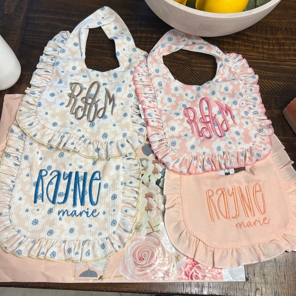 Baby Girl Bibs, Monogrammed Bibs, Embroidered Bib, Embroidered Baby ...