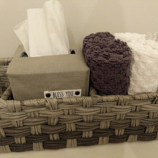 Bless You Tissue Box Cover, Linen, Greystone, Gray, 4.5 X 4.5 X 5 - Etsy