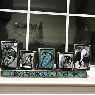 Daddy Photo Block, Customized Daddy Sign Word Blocks With Pictures, Dad ...