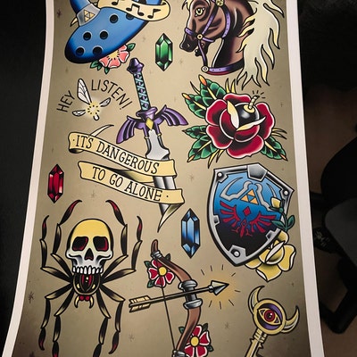 Zelda Tattoo Flash Sheet Art Print - Etsy Canada