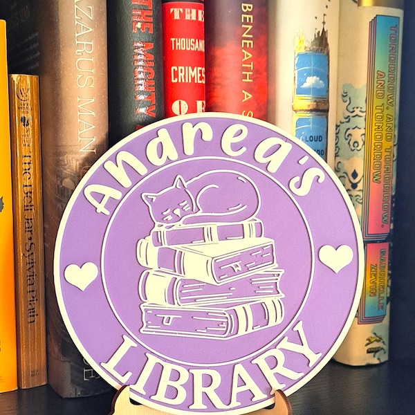 Personalized Library Sign Custom Book Decor Color 3D Printed Bookish ...