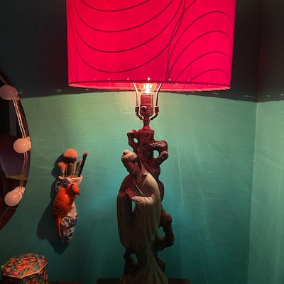 Mid Century Style Fiberglass Lamp Shade Retro Modern Red GLD ARC - Etsy