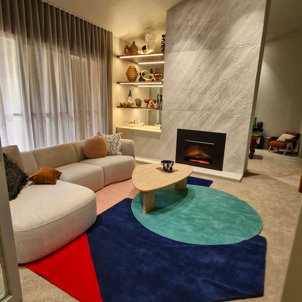 Hand Tufted Dark Green Wool Rug Cut & Loop Rug High and Low Pile Rug ...