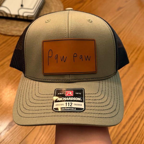 Custom Leather Patch Hat for Father's Day-engraved With 'dad' Writing ...