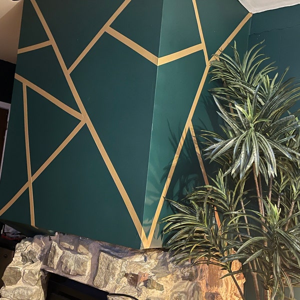 Gold Silver Wall Decal – Geometric Line Wall Sticker | Peel and Stick ...